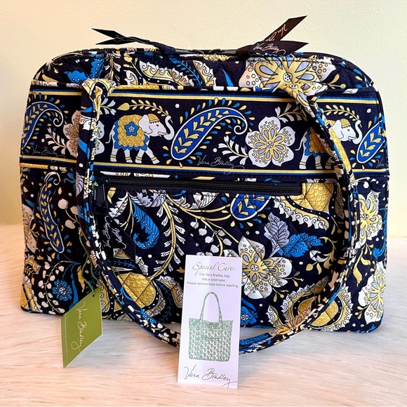 Vera Bradley | Bags | Vera Bradley Ellie Blue Elephant Bowler Bag ...
